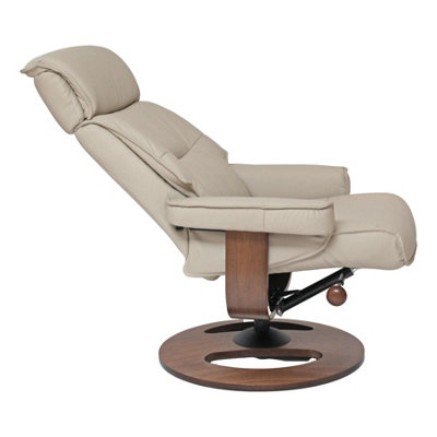 The Newton Swivel Recliner Chair & Matching Footstool - Mushroom Leather