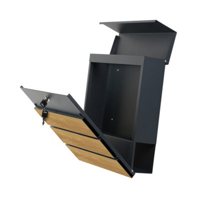 The Phoenix MB0126KW Estilo Top Loading Wood Effect Steel Post Box