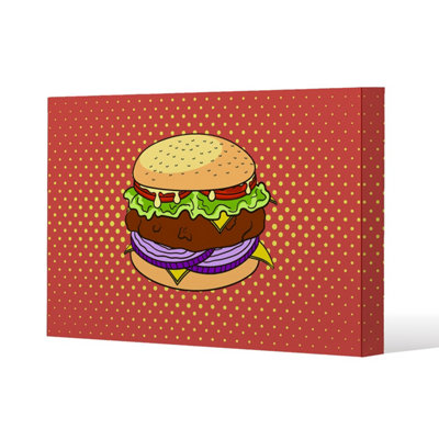 The pop art illustration of burger (Canvas Print) / 46 x 31 x 4cm