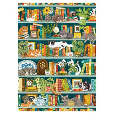 The Purrfect Bookshelf Jigsaw Puzzle 1000 Pieces | DIY at B&Q
