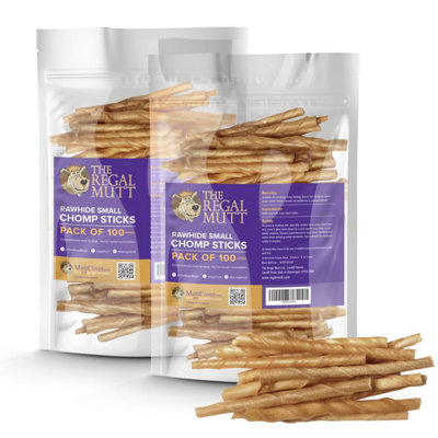 The Regal Mutt - Rawhide Chomp Sticks - 100 Chews (2 Bags)
