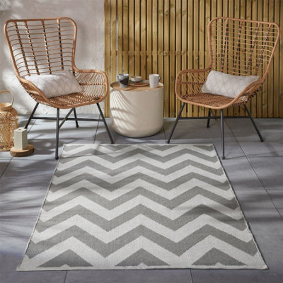 The Rug Seller Grey Brittany Chevron Rug For Living Room Extra Large ...