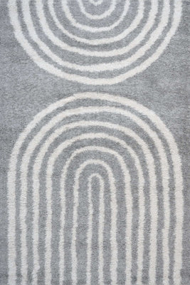 The Rugs Moodi Shaggy Grey Echo Rug Runner Scandinavian Thick High Pile ...