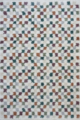 The Rugs Moodi Shaggy Multicolour Pulseway Rug Runner Tartan Thick High ...