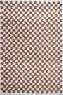 The Rugs Moodi Shaggy Terra Pixelate Rug Runner Tartan Thick High Pile ...