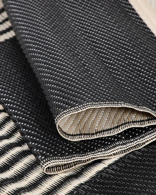 THE RUGS Reversible Waterproof Abstract Outdoor Rug Urban 1010 Black&Beige