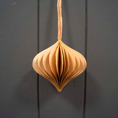 The Satchville Gift Company Hanging Gold Teardrop Paper Bauble - Set of 6