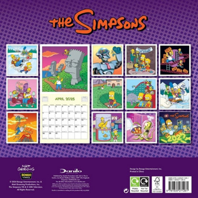 The Simpsons 2025 Square Wall Calendar Multicoloured (30cm x 30cm)