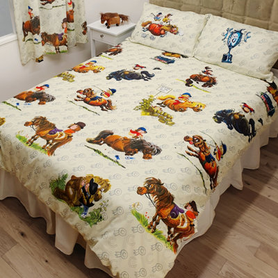 Thelwell Antics Duvet Cover Set, Double Bed Size, Equestrian Cartoon ...