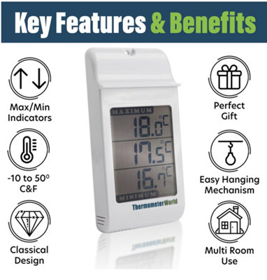 Thermometer World Digital Max Min Thermometer With Easy to Reset Large ...