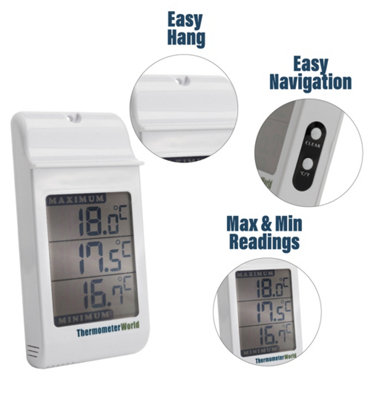 Thermometer World Digital Max Min Thermometer With Easy to Reset Large ...