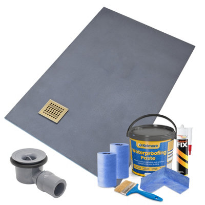 Thermopanel Corner Gold Square Drain Wet Room Shower Tray Former and ...