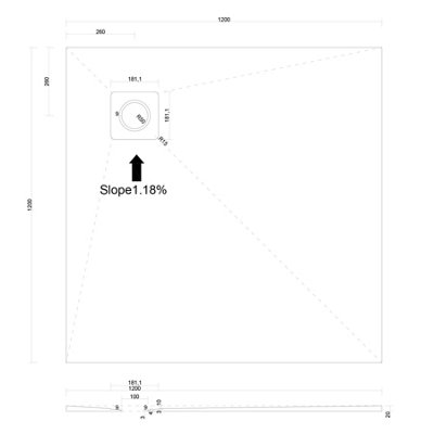 Thermopanel Corner Square Drain Wet Room Shower Tray Former - 1200 x ...