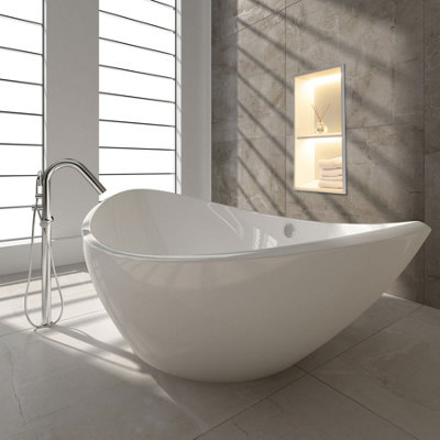 THERMOPANEL STAINLESS STEEL RECESS SHOWER NICHE - WHITE - 305 X 610 X ...