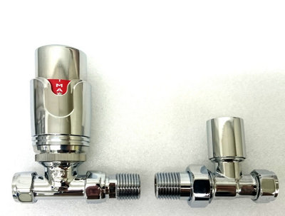 Thermostatic Chrome Straight Radiator Valve (TRV), Bi-directional 15mm ...