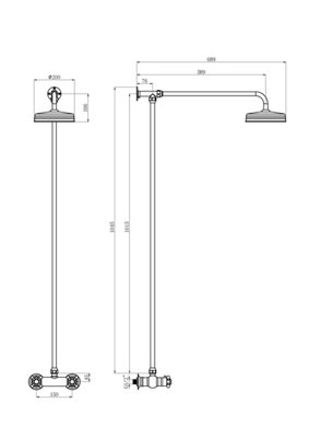 Thermostatic Exposed Shower Valve & Rigid Riser Kit - Chrome