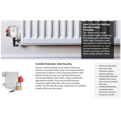 Thermostatic Radiator Valve Locking Cover Guard with Padlock - Secure ...