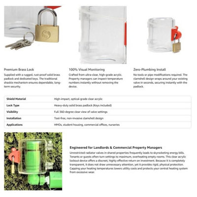 Thermostatic Radiator Valve Locking Cover Guard with Padlock - Secure ...