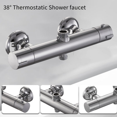 Thermostatic Shower Mixer Bar Two Outlet, Shower Mixer Taps Wall ...