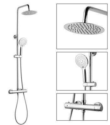 Thermostatic Shower Mixer Set Valve Round, Telescopic Shower with ...