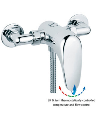Thermostatic Single Lever Shower Mini Mixer Exposed / Concealed + Riser ...