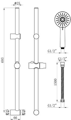 Thermostatic Single Lever Shower Mini Mixer Exposed / Concealed + Riser ...