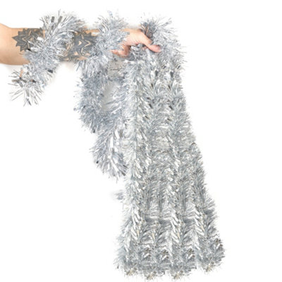 Thick Christmas Silver Tinsel - 2M - Pack of 5