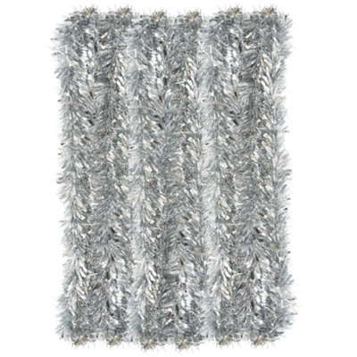 Thick Christmas Silver Tinsel - 2M - Pack of 5