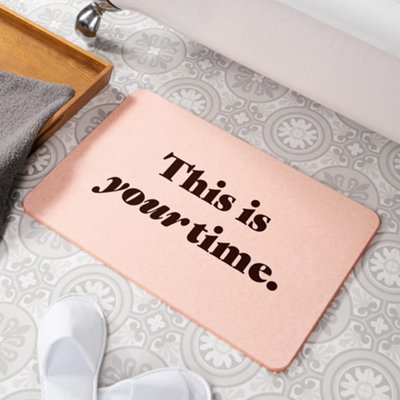 This is your time Pink Stone Non Slip Bath Mat | DIY at B&Q