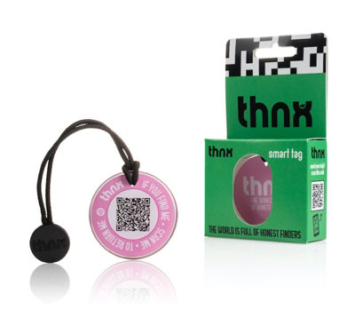 thnx tag Large Airtag Keychain - pink