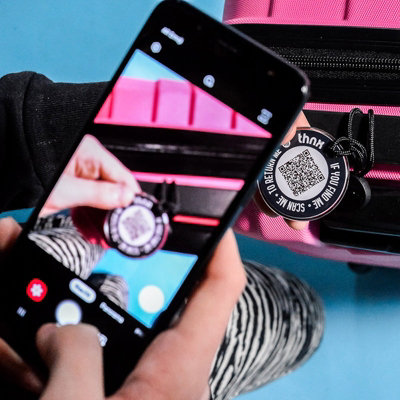 thnx tag Large Airtag Keychain - pink