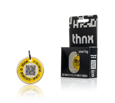 thnx tag Medium Airtag Keychain- yellow