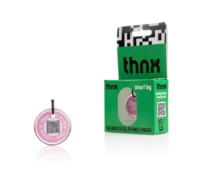 thnx tag Small Airtag Keychain- pink