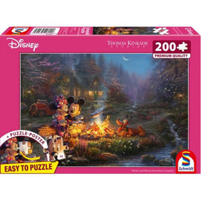 Thomas Kinkade: Disney Mickey & Minnie Sweetheart Campfire Puzzle - 200 ...