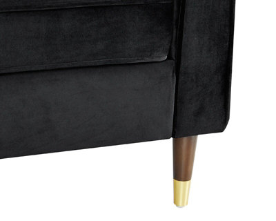 Thomas Velvet Fabric 3 Seater Sofa, Black