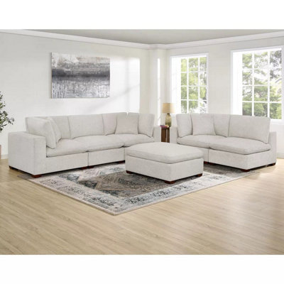Thomasville Lowell 6 Piece Modular Sofa Light Grey Fabric with Pocket ...