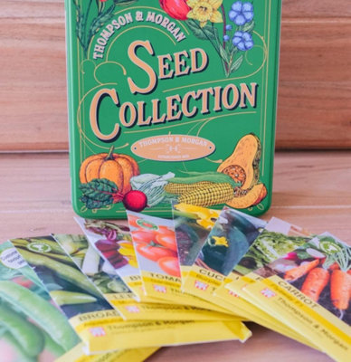 Thompson & Morgan Garden Gift - Metal Seed Storage Tin + 10 Packets of ...