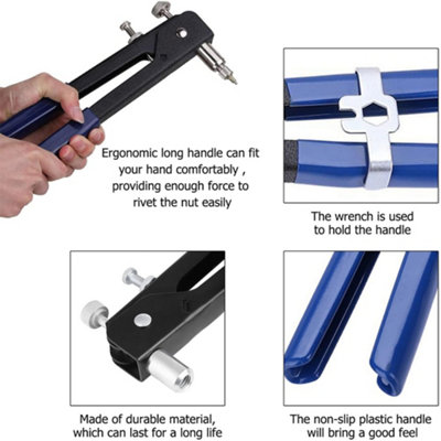 Threaded Nut Riveter Gun M3-M8 Insert Tool Riveter Rivnut Nutsert Kit ...