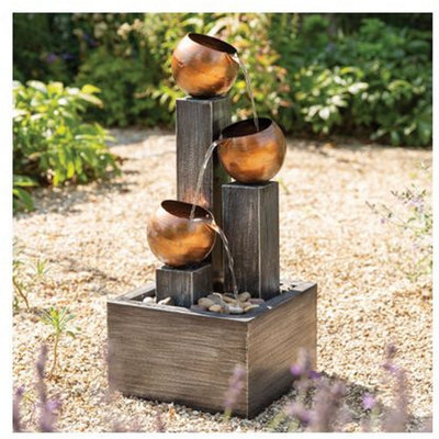Three Copper Bowls Solar Powered Water Feature