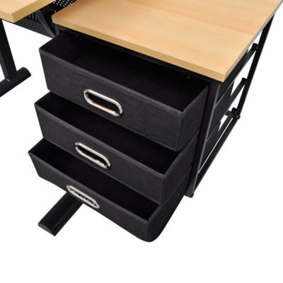 Three Drawers Tiltable Tabletop Drawing Table with Stool