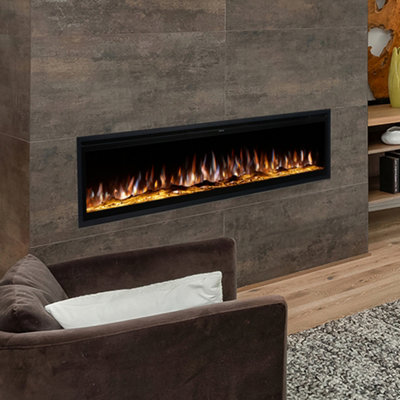 THREE-IN-ONE CRYSTAL STONE FLAME EFFECT ELECTRIC FIREPLACE, RECESSED ...