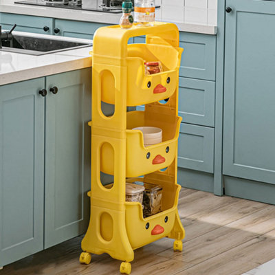 Three-layer Cute Children's Floor-standing With Pulleys Little Yellow ...