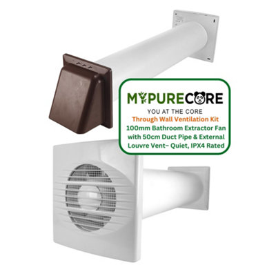 Through Wall Ventilation Kit 100mm - Bathroom Extractor Fan with 50cm ...