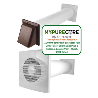 Through Wall Ventilation Kit 100mm Bathroom Extractor Fan with Timer ...