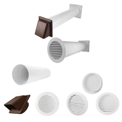 Through Wall Ventilation Kit - Round Louvre Vent with Fly Mesh, 50cm ...