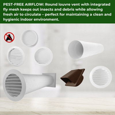 Through Wall Ventilation Kit - Round Louvre Vent with Fly Mesh, 50cm ...