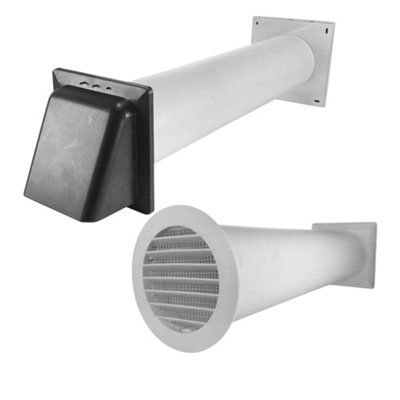 Through Wall Ventilation Kit - Round Louvre Vent with Fly Mesh, 50cm ...