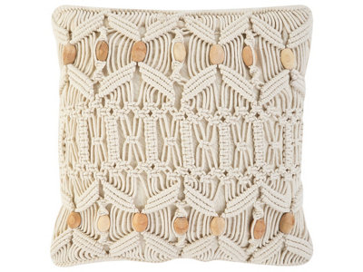 Throw Cushion Geometric Pattern NICAEA Cotton 45 x 45 cm Beige