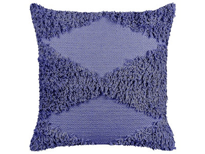 Throw Cushion RHOEO Cotton 45 x 45 cm Geometric Tufted Violet | DIY at B&Q