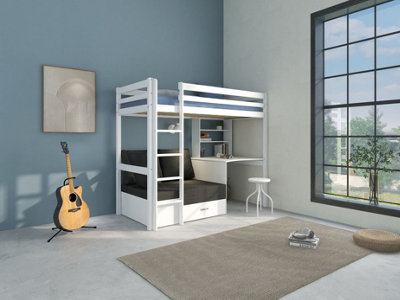 Thuka hit highsleeper with black futon Scandinavian pine